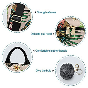 Flamingo Tiki Women Backpack, Fashion Anti Theft School Travel Casual Backpacks Purse 15 inch Full print Aesthetic with Fuzz Ball Key Chain