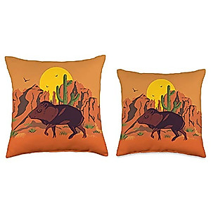 Sonoran Desert Gifts Peccary Javelina Animal Lover Southwestern Sonoran Desert Throw Pillow, 16x16, Multicolor