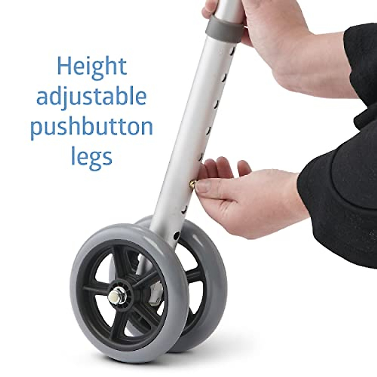 Medline Upright Walker with 5” Dual Wheels, Forearm Walker with Armrests, Height Adjustable, 300lb Weight Capacity