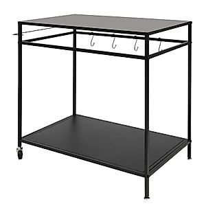 Outdoor Grill Cart Double-Shelf Movable Cooking Table, Outdoor Dining Cart with Storage and Spice Rack, Pizza Oven Cart Worktable Trolle for Kitchen or Backyard Patio Indoor