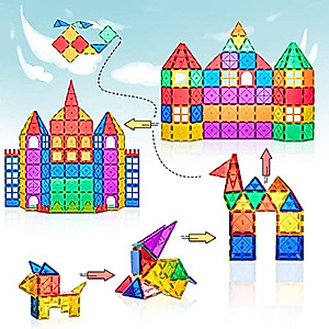 Compatible Magnetic Tiles Building Blocks STEM Toys for 3+ Year Old Boys and Girls Montessori Toys Toddler Kids Gifts Learning by Playing Activities - 102pcs Advanced Set