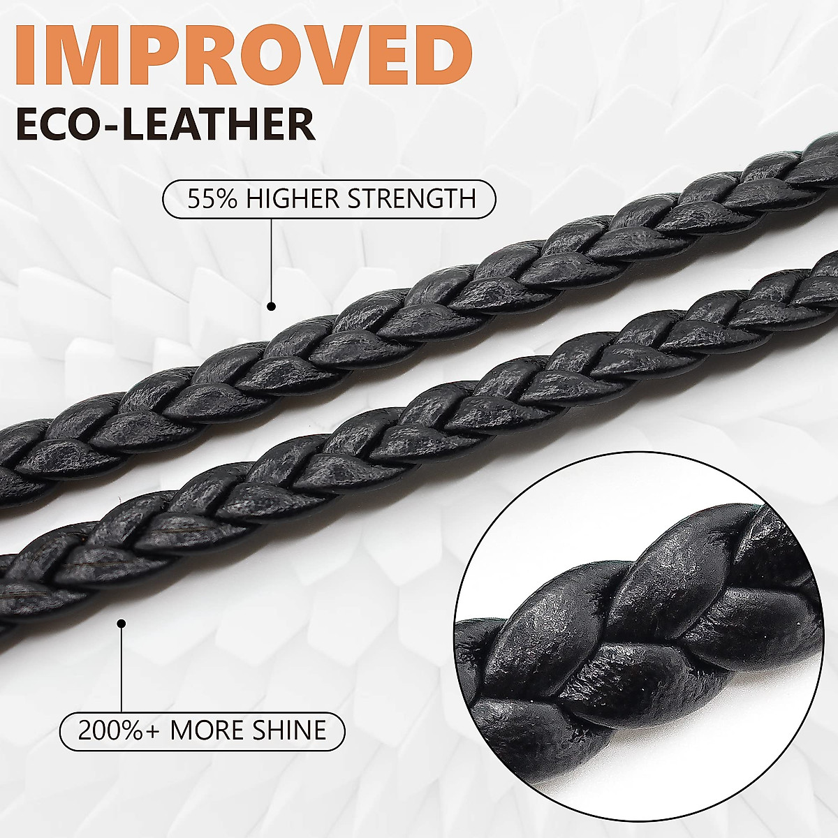 Eye Glass String Strap Holder - Premium ECO Leather Glass Strap - Eye Glass Chain Holder to Wear - Eyeglass Chain for Man Women - Eyeglass Strap Lanyard - 2 Cords (Black)