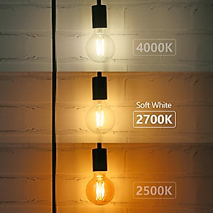 LiEiDi G25 LED Edison Vanity Globe Light Bulbs, LED Filament Light Bulb, 6W Equivalent to 60W, G80 Dimmable 700LM E26 Medium Base, Bathroom Vanity Mirror Light Pack of 6 (Clear 2700K).