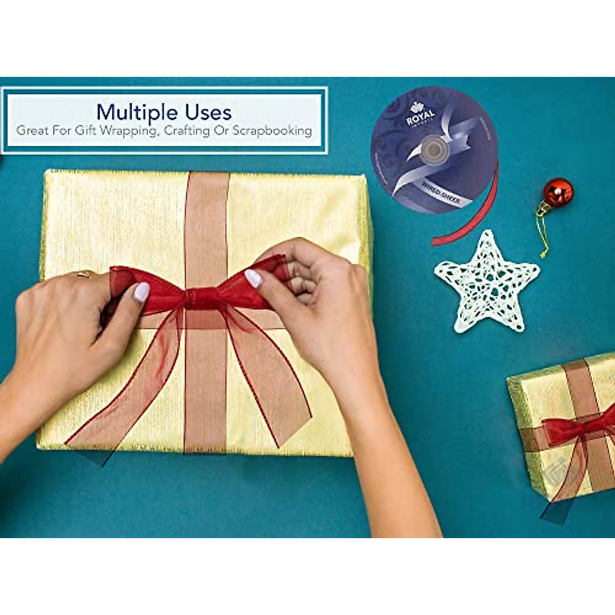 Royal Imports Organza Wired Sheer Ribbon 1.5" (#9) for Floral & Craft Decoration, 50 Yard Roll (150 FT Spool), Royal Blue