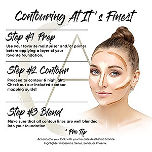 Aesthetica Cosmetics Cream Contour and Highlighting Makeup Kit - Contouring Foundation / Concealer Palette - Vegan & Cruelty Free - Step-by-Step Instructions Included