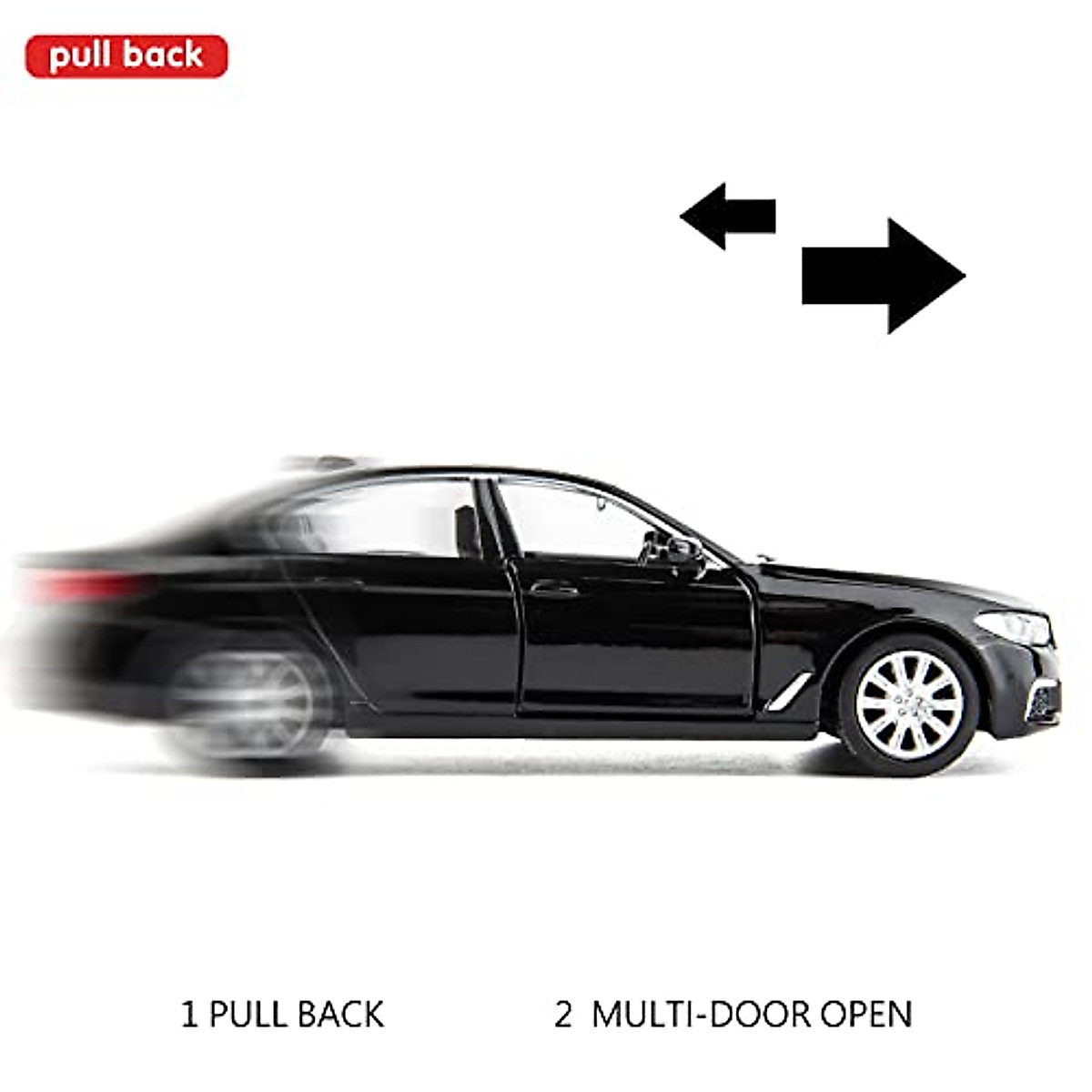 RMZ City BMW M550i Car Model 1:36 Diecasting Alloy Toy Car, Pull Back Vehicles Toy Car for Toddlers Kids Boys Girls Gift Black