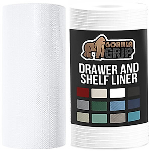 Gorilla Grip Smooth Drawer Liner and Ribbed Drawer Liner, Smooth Liner Size 12x20 in White, Easy Clean and Trim, Ribbed Liner Size 17.5x20 in Clear, Desk Storage, 2 Item Bundle