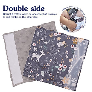 DILIMI Baby Car Seat Neck Cover, 2Pcs Carseat Belt Cover Pad, Shoulder Strap Protectors, Seat Belt Covers Cushion for Boy Girl (Grey Flower Deer)