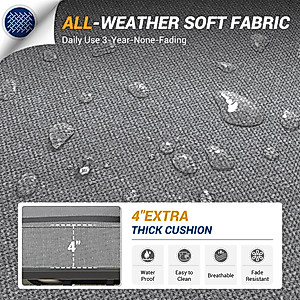 UDPATIO Outdoor Swivel Rocker Chairs, 3 Piece Metal Patio Rocking Chairs with Grey Padded Cushions Patio Bistro Furniture Set with Side Table for Porch Balcony Backyard, Grey