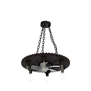 23.6in Ceiling Fan With Light,Farmhouse Ceiling Fan With Light and Remote Control, 6 Speeds Retro Ceiling Fans With Lights for Slanted Ceilings and Living Room, Vintage Copper (6 E26 Bulb Include)