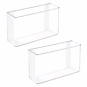 mDesign Plastic Adhesive Mount Storage Organizer Container for Kitchen or Pantry Wall Organization - Space Saving Holder for Sandwich Bags, Foil - 11" Wide - Ligne Collection - 2 Pack - Clear