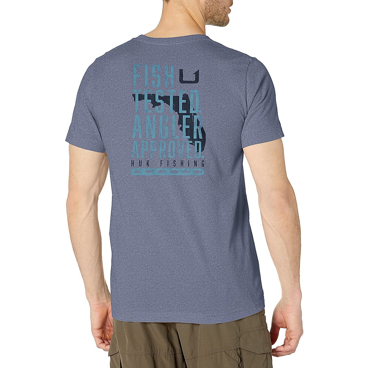 HUK Men's Standard Short Sleeve Tee | Performance Fishing T-Shirt, Fresh Bass-Heather Moss, Large