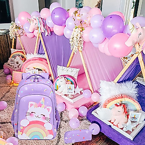 Jumpopack Unicorn Backpack for Girls School Backpack for Elementary Girls Backpack with Lunch Box Lightweight Water Resistance School Bag Preschool Kids Bookbag,Unicorn Cat