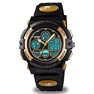 Kids Waterproof Watch Boys Girls with alarm, Digital Sports Waterproof Watch for Kids Birthday Presents Gold Gifts Age 5-16 Boys Girls Children Young Teen Outdoor Electronic Watches Alarm Stopwatch