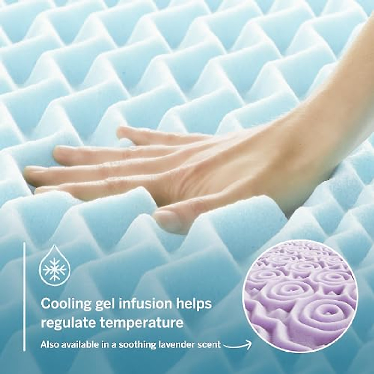 Lucid 3 Inch Mattress Topper Queen - Memory Foam Mattress Topper Queen - 5 Zone Gel Infusion - CertiPur Certified Foam