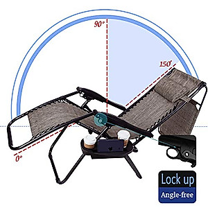 2 Pack Zero Gravity Chair, Folding Lounge Reclining W/Shade Canopy Deck Chaise with Adjustable Headrest Pillows, Cup Holder Tray and Carry Rope for Lawn Poolside Backyard Patio, Beach Camping (Gray)
