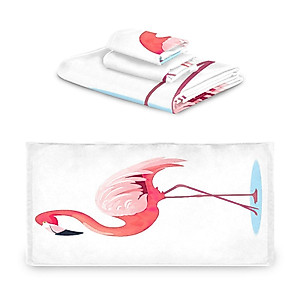Flradish Pink Flamingo Towels 3 Pack Bath Towels for Bathroom Set Soft Cotton Highly Absorbent Lightweight & Quickdry Towel Set 1 Bath Towel,1 Hand Towel,1 Washclothe