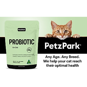 Probiotic for Cats & Kittens - Cat Probiotic Powder for Hairball Prevention, Digestive Support, Immune Health, Prebiotics, and Diarrhea Relief - Suitable for Indoor Cats & Kittens - 60 Scoops