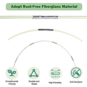 hannger 3 Sets of Greenhouse Hoops Grow Tunnel 17Pcs Row Cover Hoops - 7ft Long Garden Hoops for Raised Beds with Rust-Free Fiberglass Support Hoops Frame - DIY Plant Support Garden Stakes