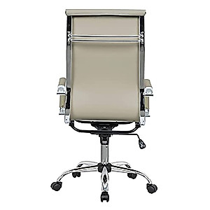 LeisureMod Harris Modern Adjustable Office Executive Swivel Chair Leatherette High-Back Task Office Chair (Tan)