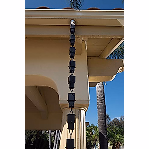 Monarch Rain Chains 18107 Aluminum Multi Cube Rain Chain, 8-1/2 Feet Length Replacement Downspout for Gutters, Black Powder Coated