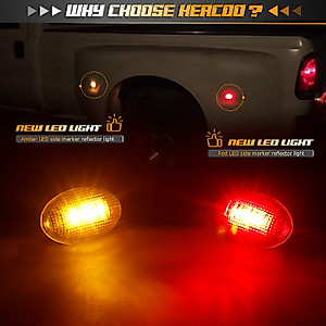 HERCOO LED Dually Bed Fender Side Marker Lights Front Rear Lamps Compatible with Ford 1999-2010 F350 F450 F550 Super Duty, Amber & Red