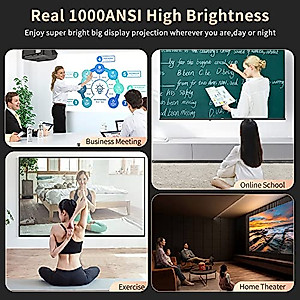 4K Outdoor Projector with 5G Wifi Bluetooth,Native 1080P Business Projector 1100ANSI Lumen for Home Theater Daytime,Smart Android Projector Compatible with Netflix Disney+ Hulu YouTube iOS PC TV Stick