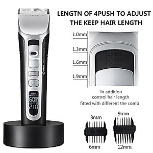 Man’s Intelligence Cordless Hair Clippers Hair Cutting Machine with LCD Display(Black)