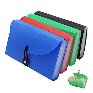 SEEKIND Expanding File Folders 4 Pack, 7.1"4.2" Receipt Organizer Folder Accordion Folder Document with 13 Pocket for Office,Cards,Tickets-Water Resistant