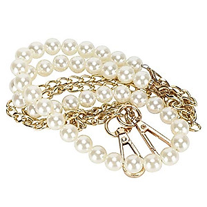 Imitation Peal Chain Handle Wallet Crafts Making Metal with Lobster Clasp Accessories for Making Handbag Purse Substitute 43.3Inch