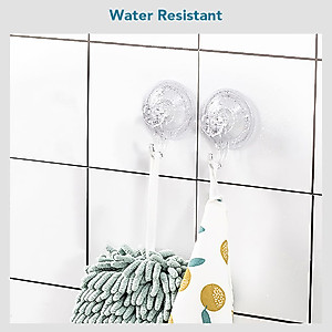 Shang Chiang Suction Hooks 2 Packs, Clear Powerful Push and Lock Vacuum Suction Cup, Multi-Purpose Suction Shower Hooks for Front Door Window Glass Kitchen Towel Loofah Utensils