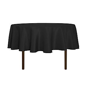 sancua Round Tablecloth - 60 Inch - Water Resistant Spill Proof Washable Polyester Table Cloth Decorative Fabric Table Cover for Dining Table, Buffet Parties and Camping, Black