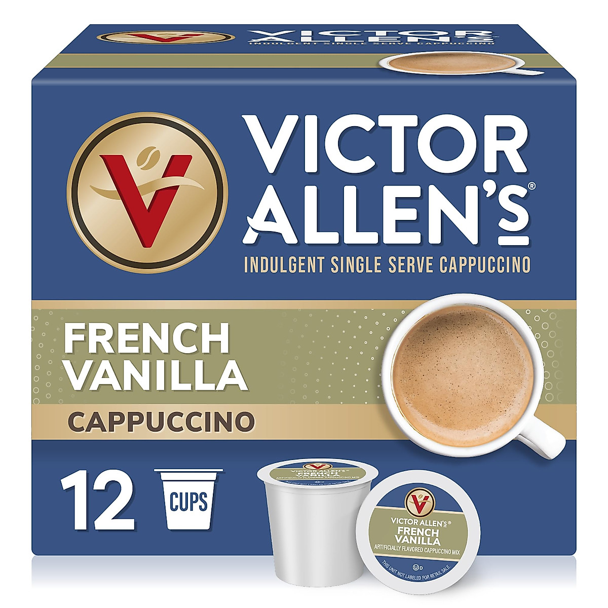 Victor Allen's Coffee French Vanilla Flavored Cappuccino Mix, 12 Count, Single Serve Coffee Pods for Keurig K-Cup Brewers
