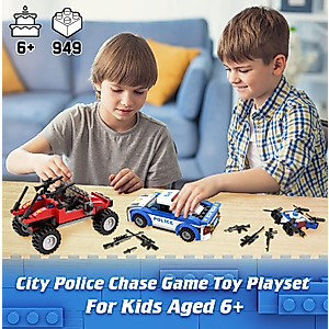 WishaLife City Police Station Toy Building Blocks Set with Prison, Police Car Toy, Helicopter Toy, Buggy Truck Toy, Fun Police Toys Gift for Kids, Boys and Girls Ages 6 Plus