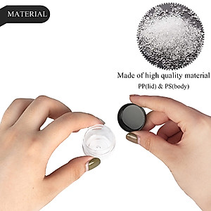 50PCS 5 Gram Sample Containers, 5ml Empty Jars with Lids, Small Cosmetic Containers, Mini Sample Jars with 4PCS Mini Spatulas for Make Up, Oils, Lotion, Powder, Paint, Jewelry, Lip Balms(Black Lid)