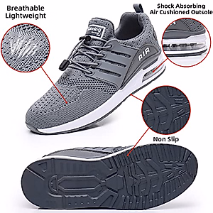 BOGOVER Men's Walking Shoes Non Slip Running Tennis Shoes Breathable Lightweight Air Cushion Sneakers for Tennis Gym Jogging (Dark Grey, 6)