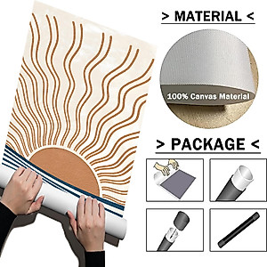 Abstract Boho Sun Wall Art Mid Century Sun Print Boho Sunrise Picture Wall Decor Minimalist Sun Wall Art Boho Sunset Print Abstract Sun Painting Mid Century Sun Poster Living Room 16x24inx3 No Frame