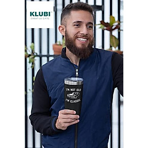 KLUBI Birthday Gifts for Men - 20oz Tumbler Mug - Funny Gift Idea for Husband, Grandpa, Dad, Father, Him, From Daughter, Son, 30th, 40th, 50th, 60th, 70th, 80th