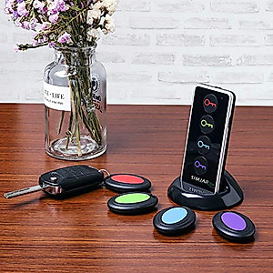 Key Finder with Extra 4 Long Chains & Up to 131ft Working Range in Open Space, Simjar Wireless Remote Control RF Key Finder Locator for Keys Wallet Phone Glasses Luggage Pet Tracker