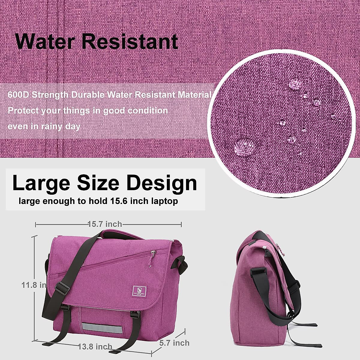 OIWAS Messenger Bag for Women Crossbody 15.6 Inch Laptop Satchel Bags for Women Shoulder Bag Large Briefcase Computer Bag Work Travel Purple