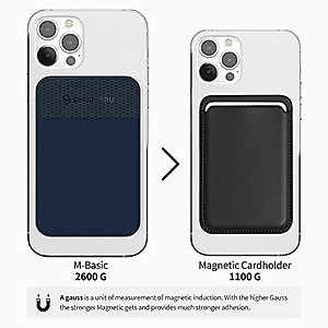 Sinjimoru Stretchy Magnetic Phone Wallet, Magnetic Card Holder for Back of Phone as Phone Wallet Stick On for MagSafe Wallet Compatible with iPhone 15 14 13 12 Series. M-Basic Black