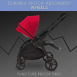 Delta Children Revolve Reversible Stroller, Red - Leather Handlebar; One Hand Easy Fold; Lightweight Shock-Absorbing Frame; Reclining Seat and Adjustable Footrest