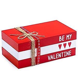 JOYIN Valentine's Day Wooden Decorative Books Including Rope Ribbon, Set of 3 Sweet Home Stacked Books Decorative Wooden Books for Girlfriend Wife Party Wedding, Shelf,Coffee Table,Mantel or Tray