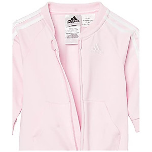 adidas girls Long Sleeve 3- Stripe Tricot Coverall Overalls, Clear Pink, 3 Months US
