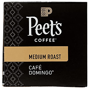 Peet's Coffee Cafe Domingo K Cup Coffee Pods for Keurig Brewers, Medium Roast, 10 Pods, 3.1 Lb