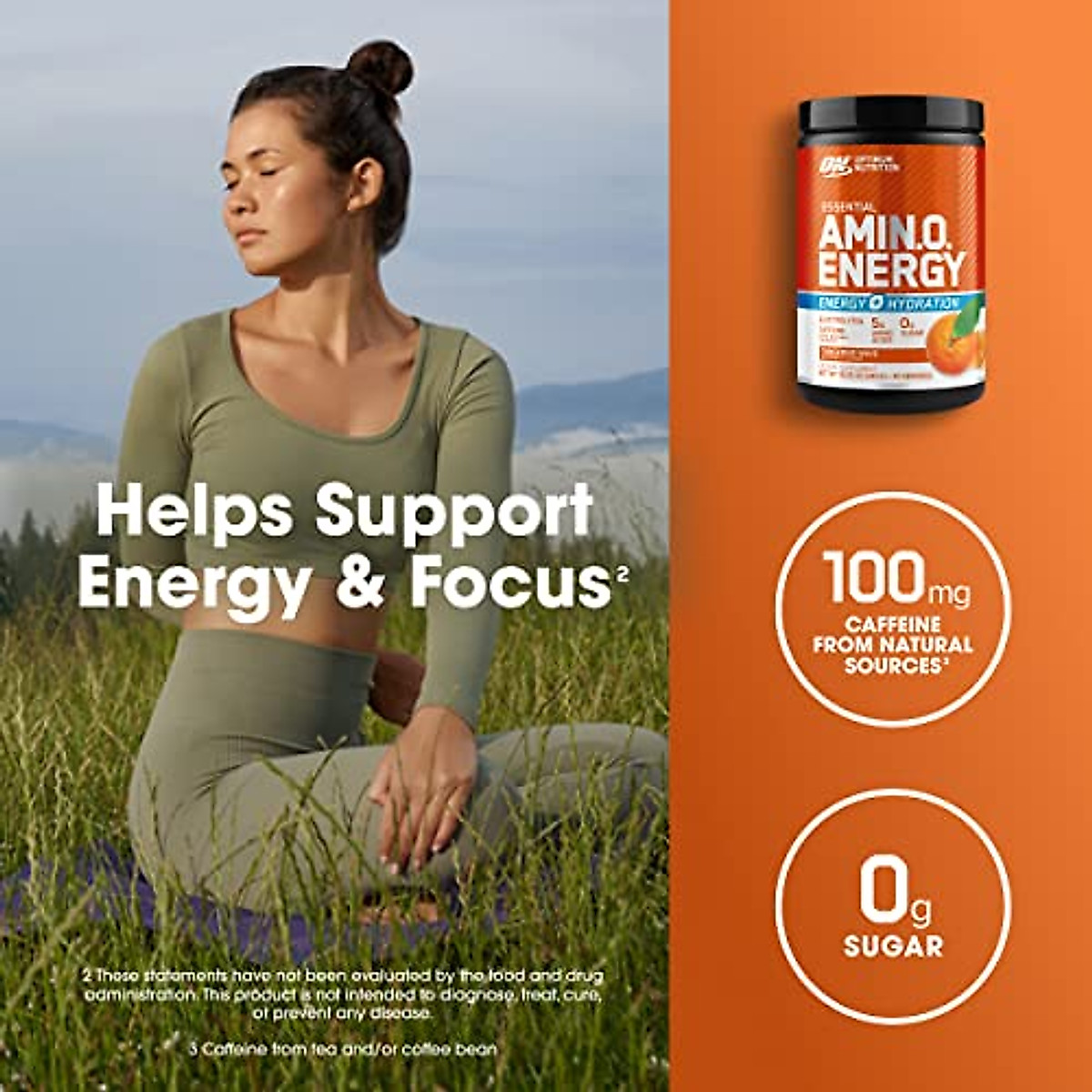 Optimum Nutrition Amino Energy Plus Electrolytes Energy Drink Powder, Caffeine for Pre-Workout Energy, Amino Acids / BCAAs for Post-Workout Recovery, Tangerine Wave, 30 Servings (Packaging May Vary)