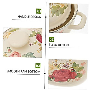 DOITOOL 1pc Amphora Enamel Pot Casserole Dish with Lid Korean Grill Pan Stovetop Grill Pan Candle Melting Pot Ramen Pot Ceramic Stew Pot Soup Stew Pot Home Soup Pot Kitchen Supplies Food