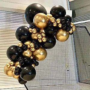 Black Gold Silver party Balloons 127 pcs Black gold silver balloons for Birthday Graduation Party Supplies for Birthday Party Baby Shower Wedding Graduation Class