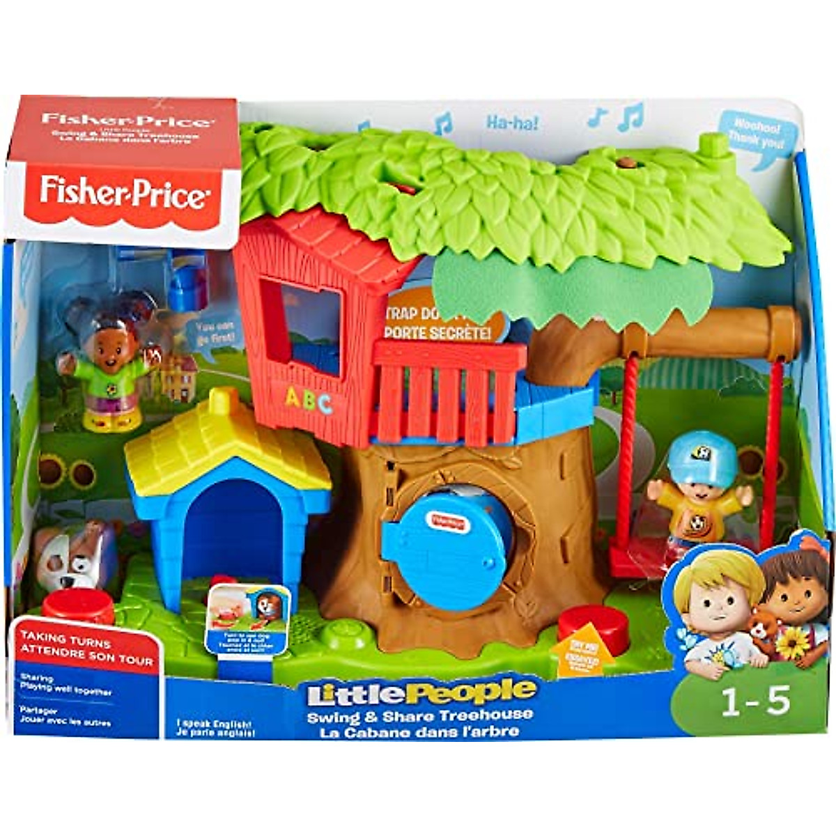 Fisher-Price Little People Toddler Musical Toy Swing & Share Treehouse Playset with 3 Figures for Pretend Play Ages 1+ Years [Amazon Exclusive]