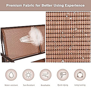 Giantex Swing Glider Chair 48 Inch with Spacious Space, 2 People Swing Lounge Glider Chair Cozy Patio Bench Outdoor & Indoor for Patio, Backyard, Poolside, Lawn Steel Rocking Garden Loveseat (Brown)